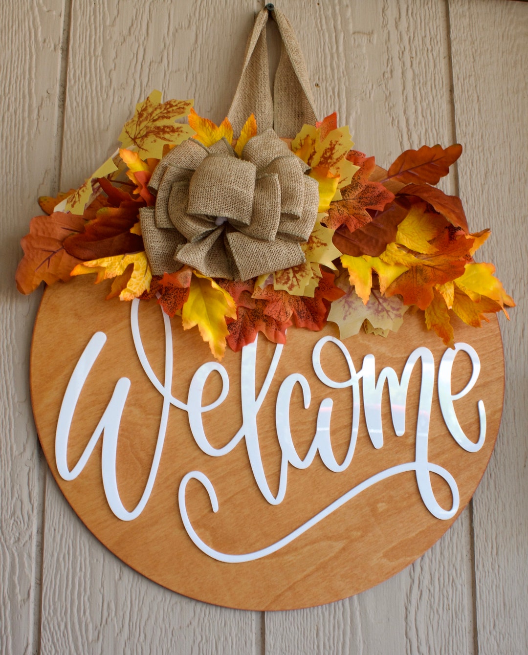 Fall Welcome Sign Decor, Thanksgiving Front Door, Wall Hanger, Fall ...