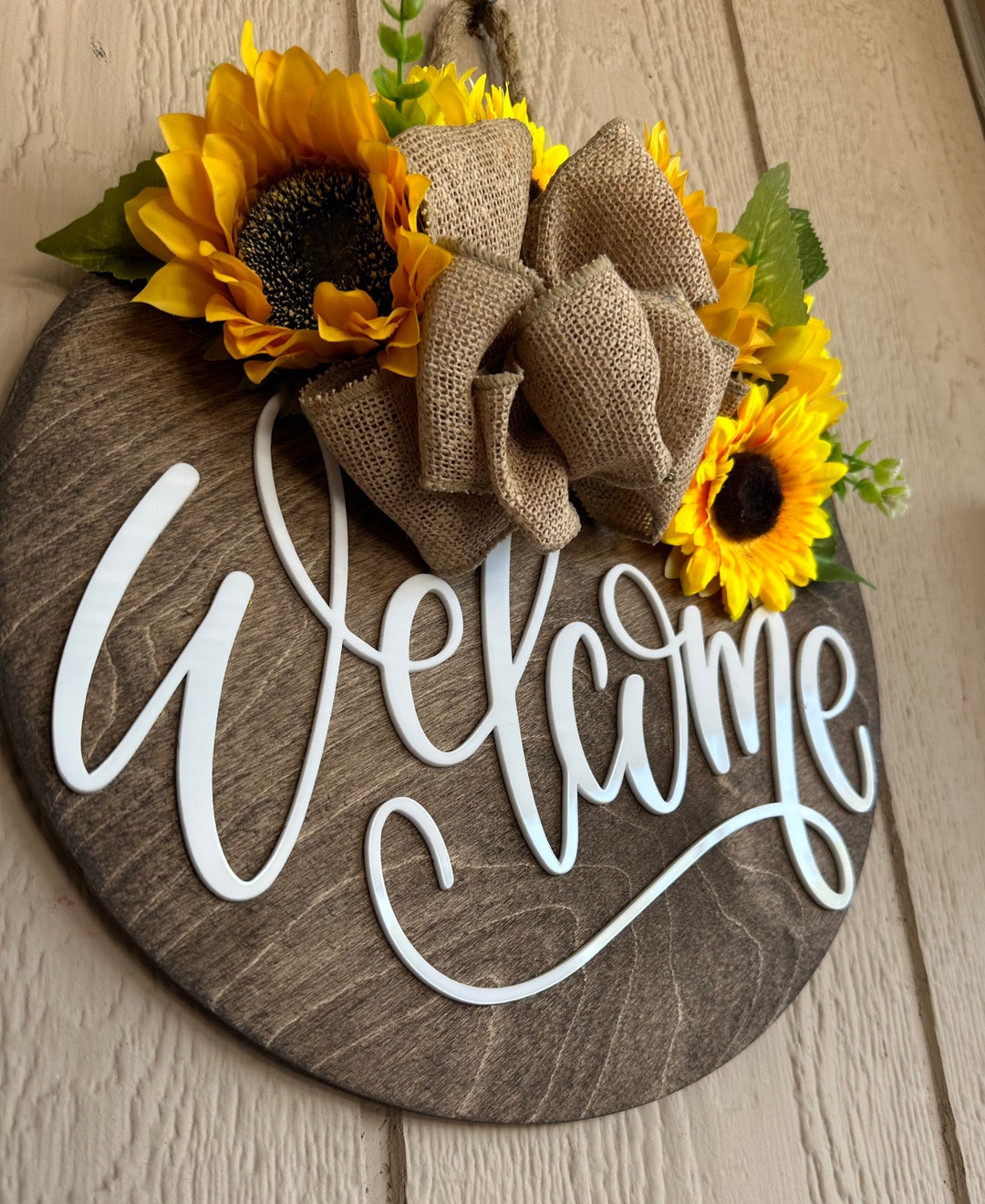 Spring Wreath Welcome Sign Decor, Sunflowers Front Door , Wall Hanger ...