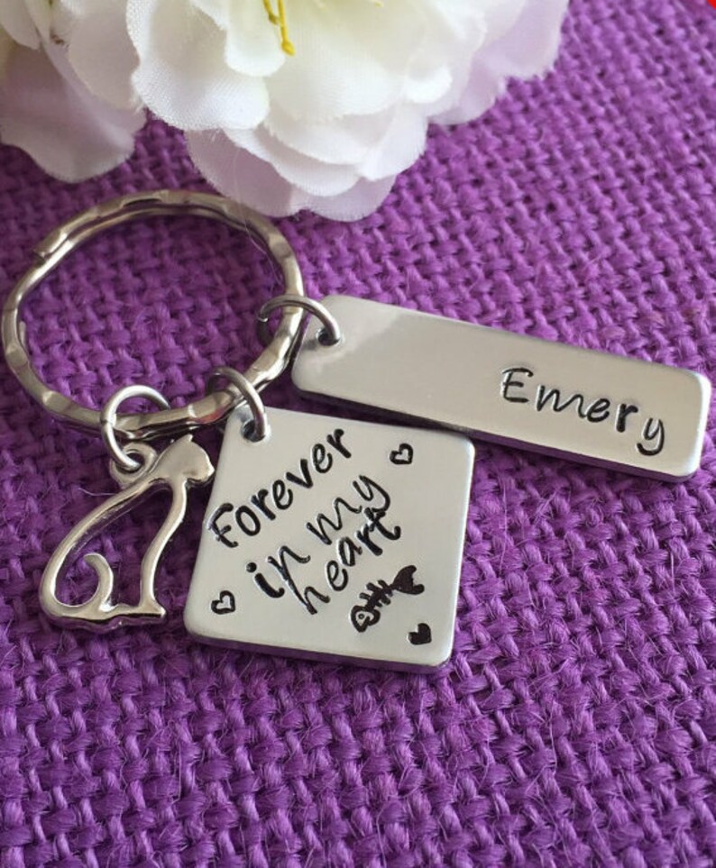 Pet Memorial Jewelry - Cat Loss Keychain, Gift - Forever in My Heart ...