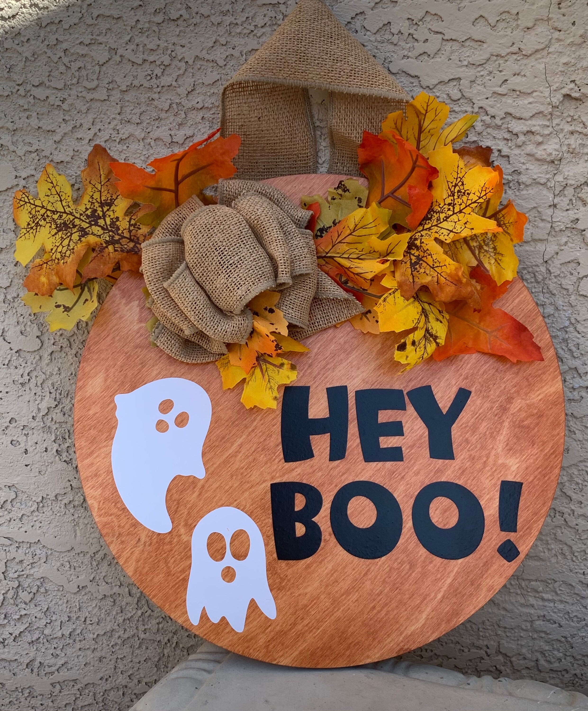 Halloween Welcome Sign Decor, Hey Boo Fall Wall Hanger, Decor, Ghost ...