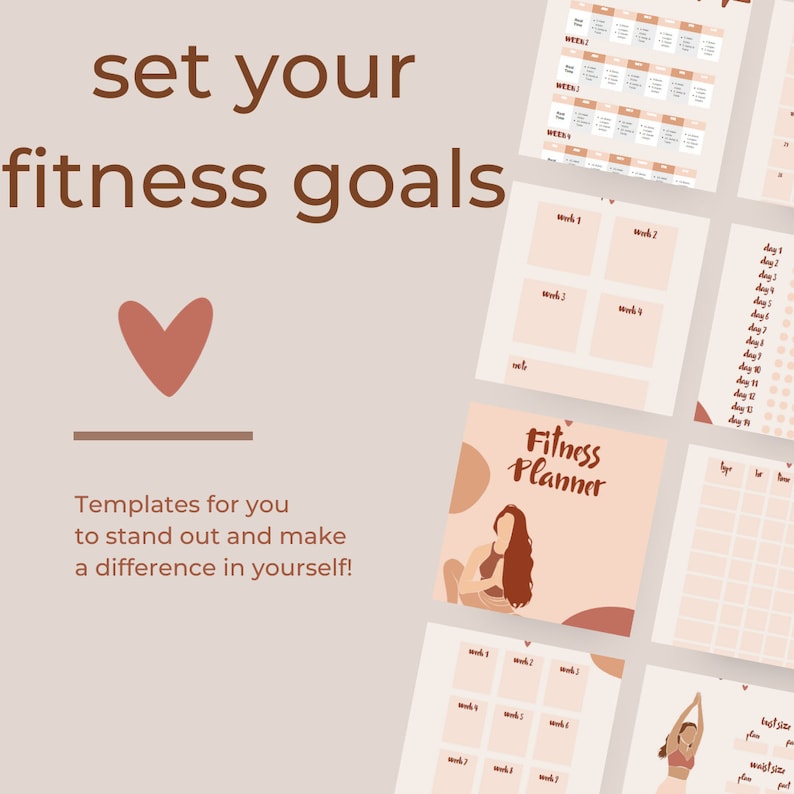Health, Fitness, Self-care Planner, Workout Challenges - Etsy