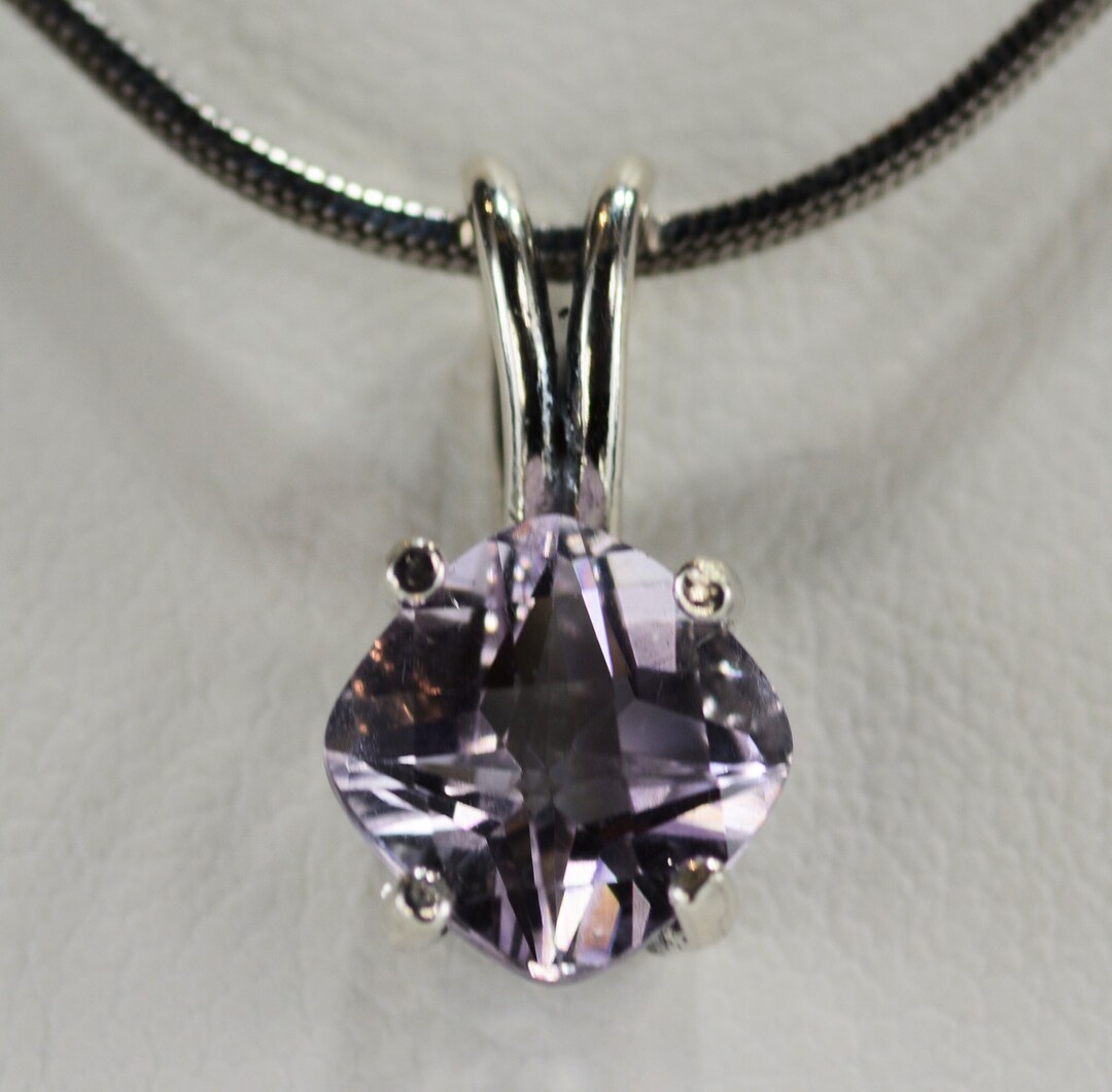 Pink Amethyst Pendantheavy .925 Sterling Silver Setting 8mm - Etsy