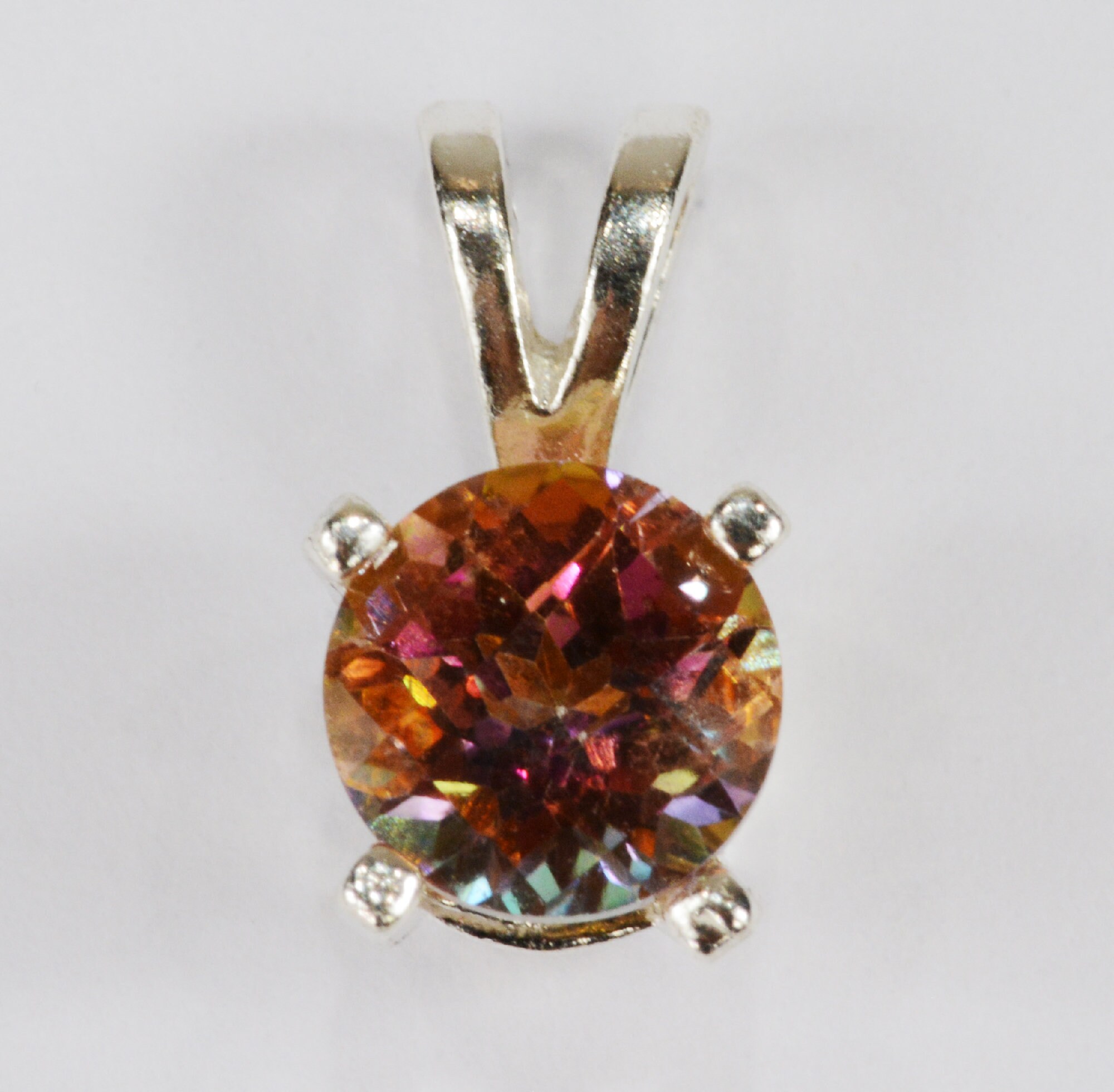 Mystic Sunset Topaz Pendant~Heavy .925 Sterling Silver Setting ~ 6mm ...