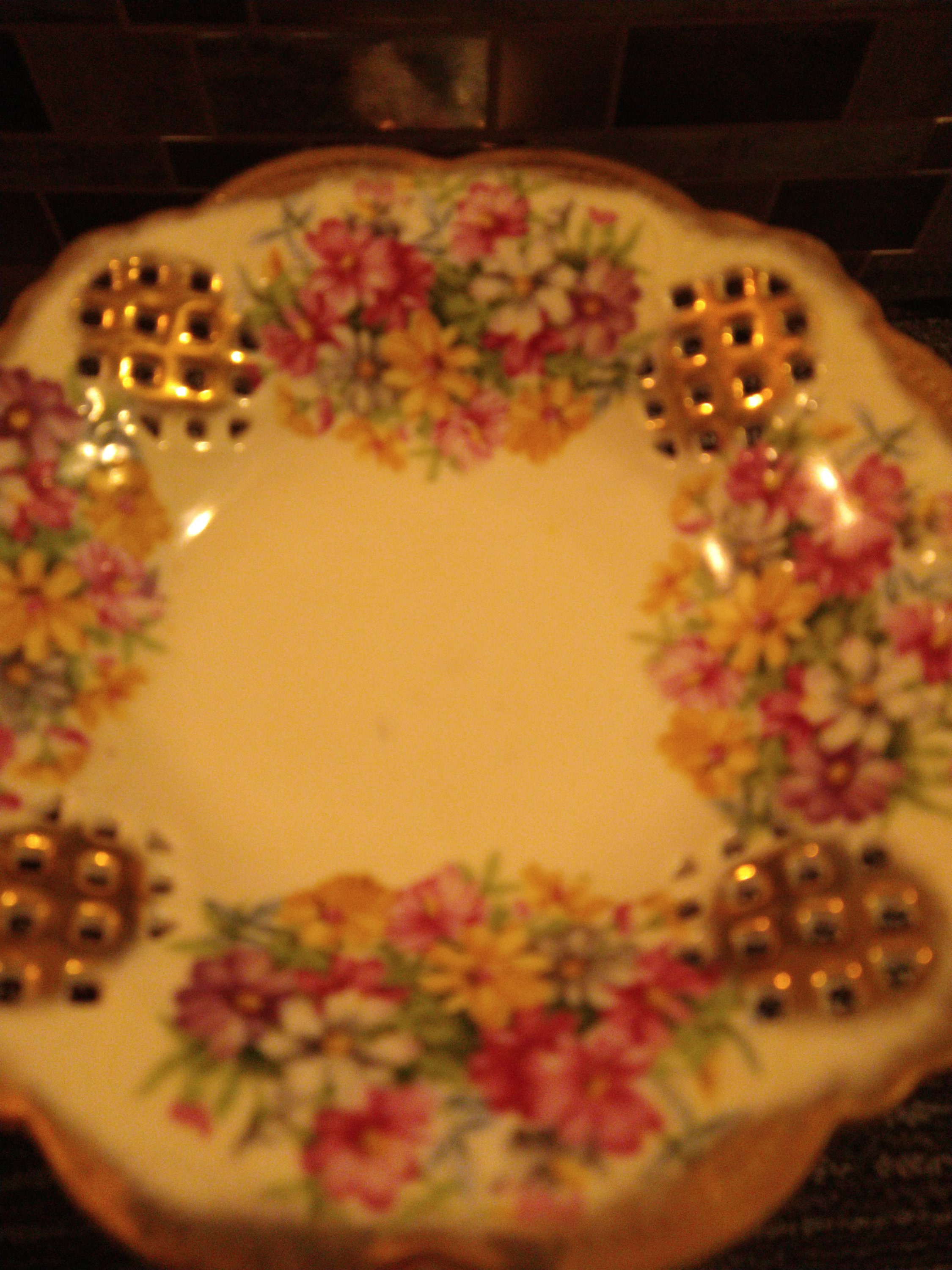 Lefton China Pedestal Compote Candy Dish Hand Painted Reticulated ...