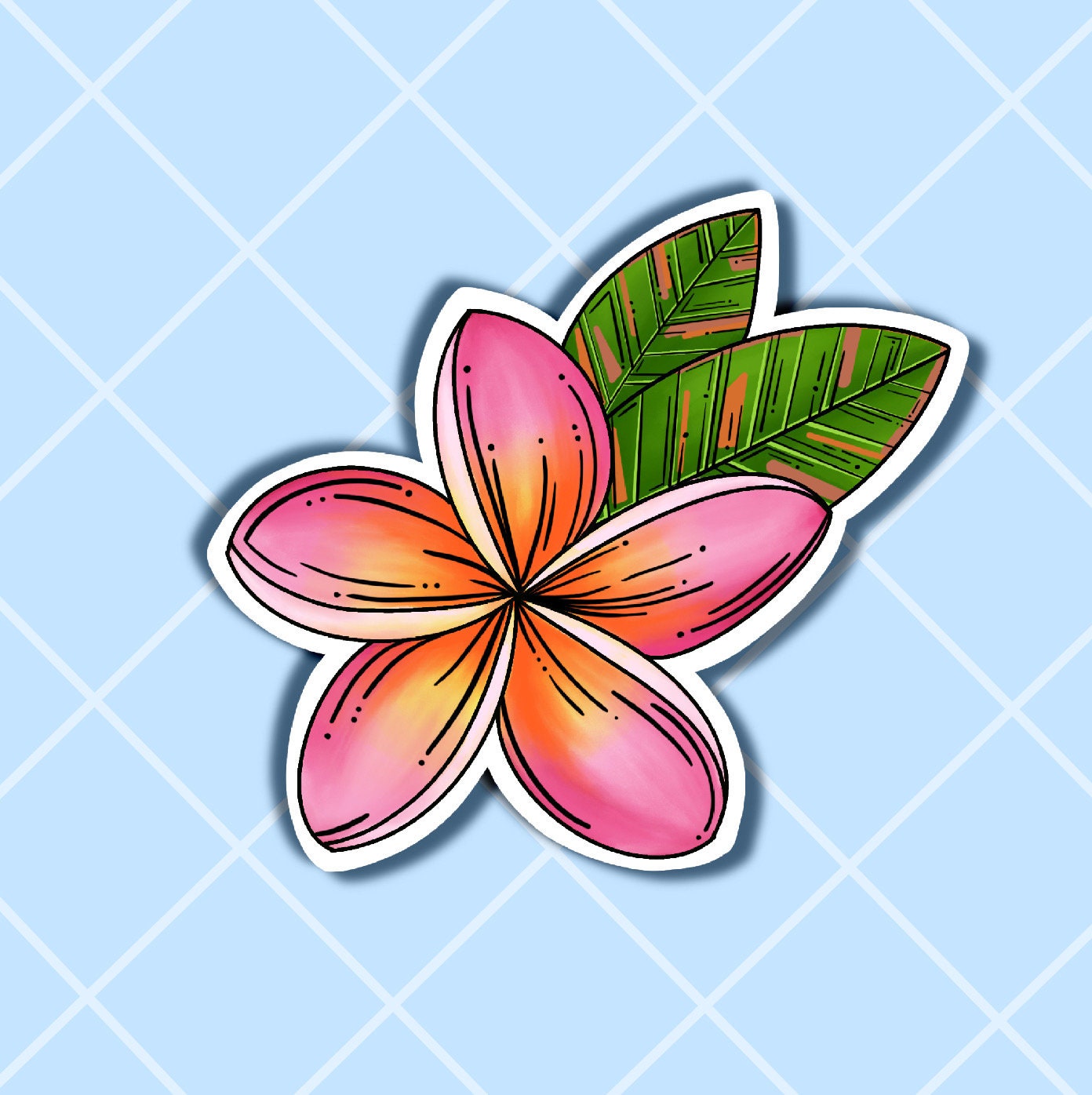 Tropical Plumeria Flower Sticker - Etsy