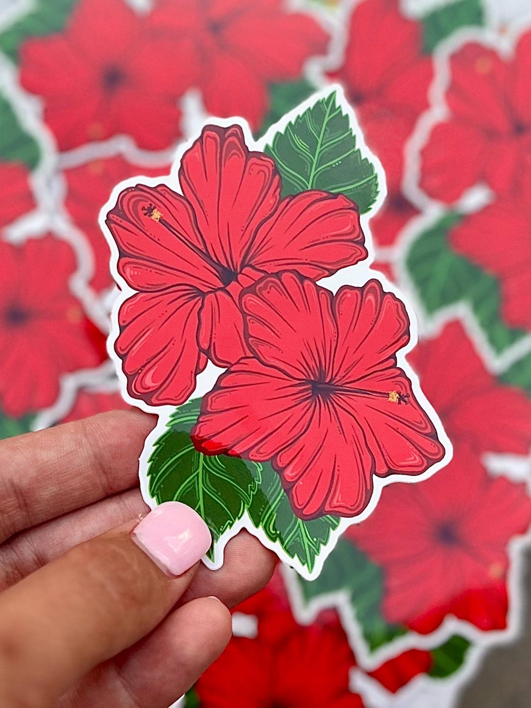 Red Hibiscus Sticker | Hawaiian Sticker | Flower Sticker | Garden ...