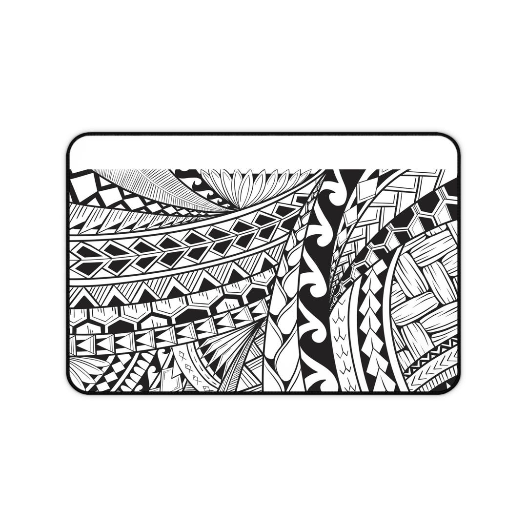 Black and White Polynesian Tribal Desk Mat Neoprene Material Office ...