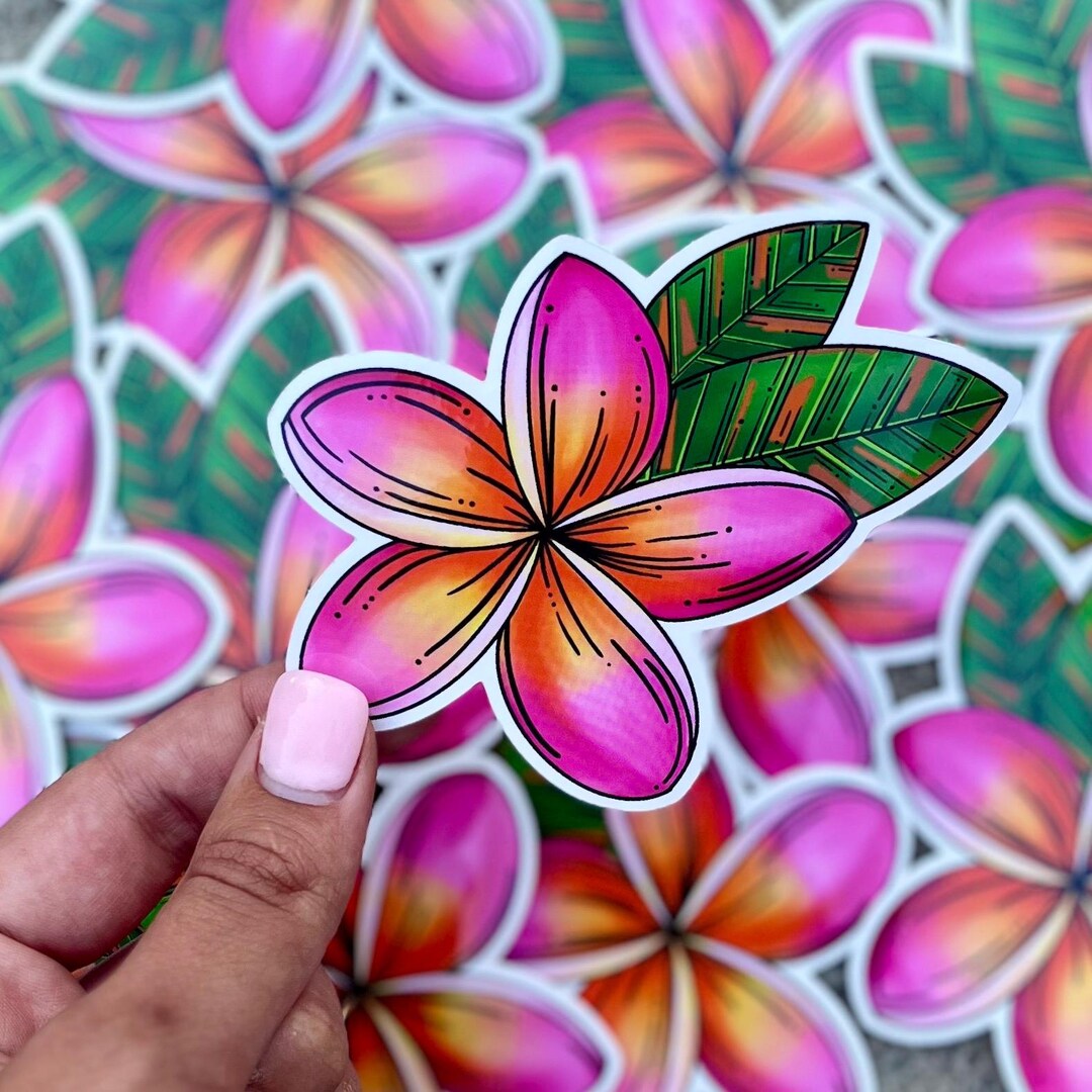 Tropical Plumeria Flower Sticker | Plumeria Sticker | Flower Sticker ...