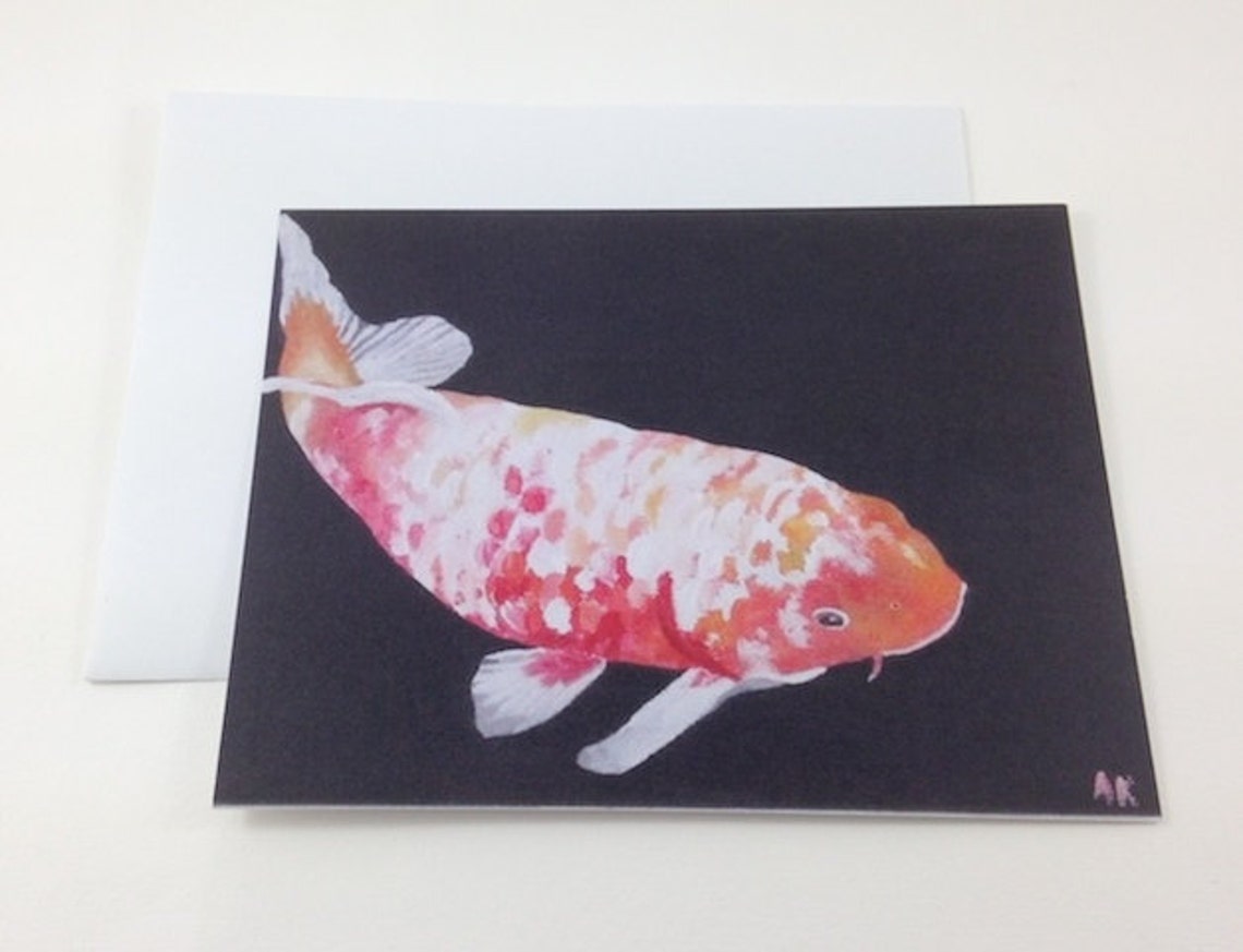 Koi Fish Greetings Note Art Cards, Good Luck, Retirement Card, Thank ...