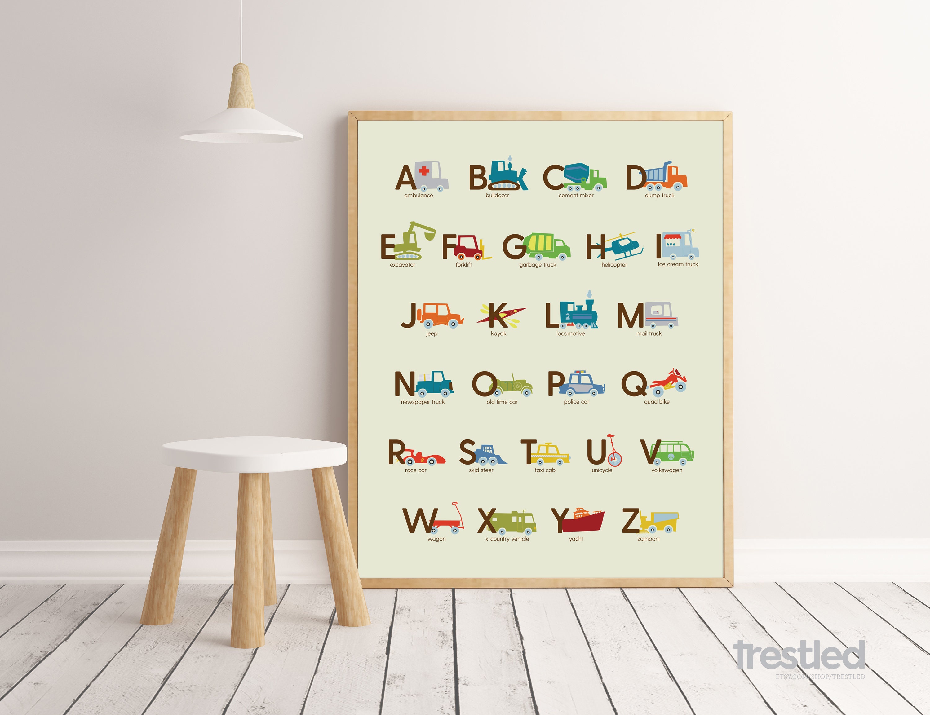 Vehicle Alphabet Poster Vehicle ABCs ABC Poster: 16x20 | Etsy