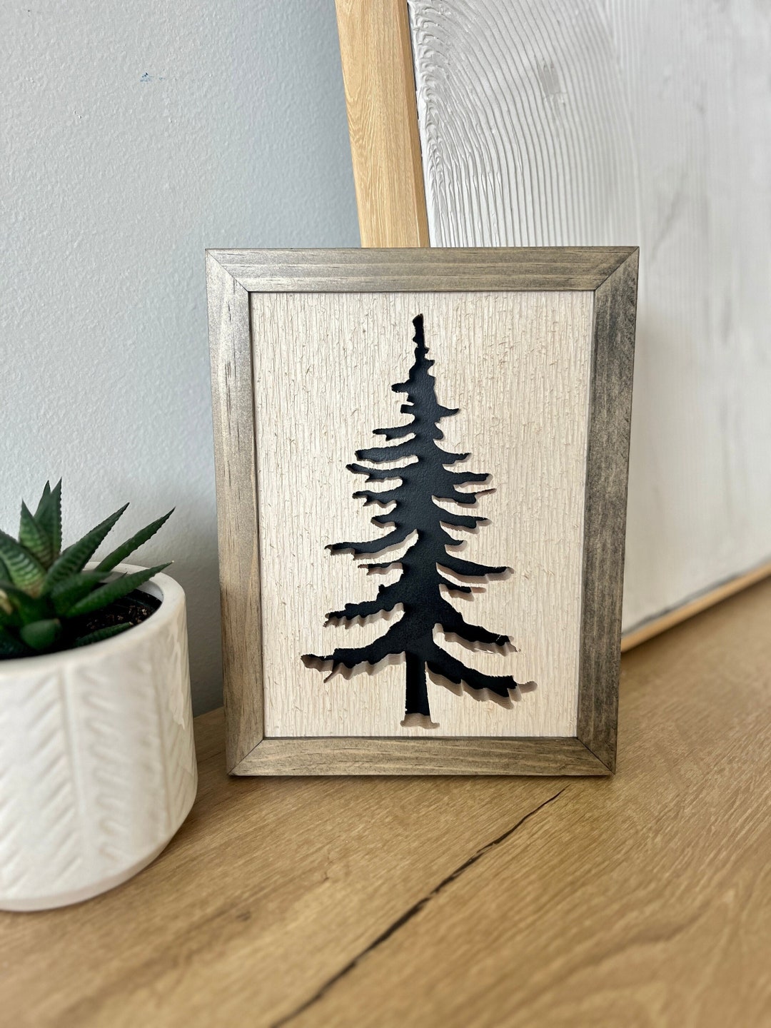 Pine Tree Wall Art, Spruce Sign, Trees Home Decor, Woof Wall Art ...
