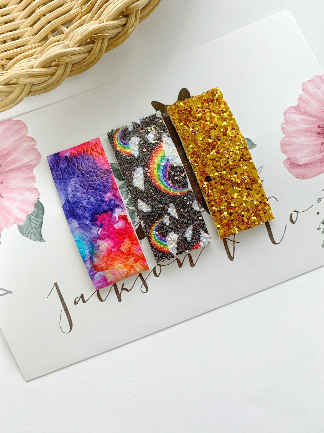 Rainbow Glitter Hair Clips, Glitter Snap Clip Set, Glitter Hair Clip ...