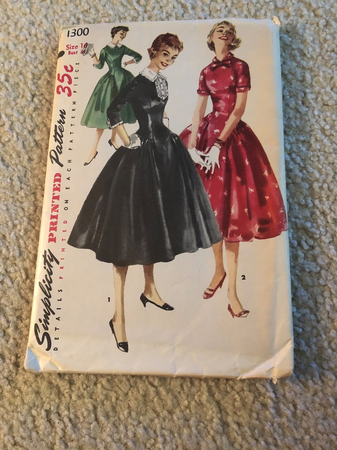 1950s Simplicity 1300 Figure Molding Dress Sz 16 Bust 34 FF - Etsy