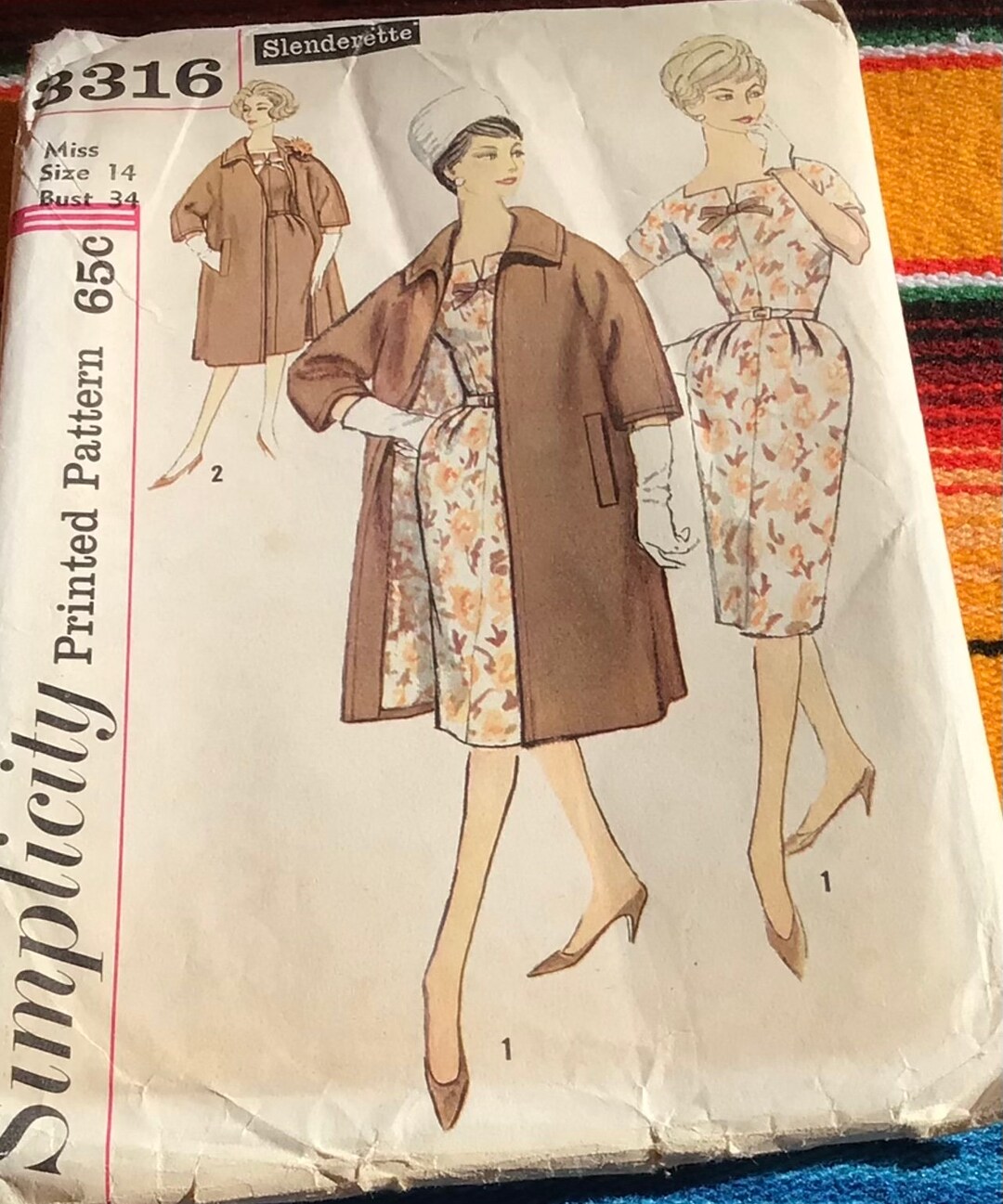 1960s Simplicity 3316 Slim Wiggle Dress & Coat Sz 16 Bust 36 FF - Etsy