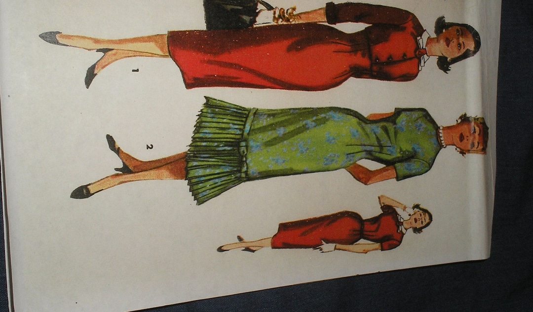 1950s Simplicity 1453 Slim Wiggle Dress W/ Detach Collar Bow Jacket ...