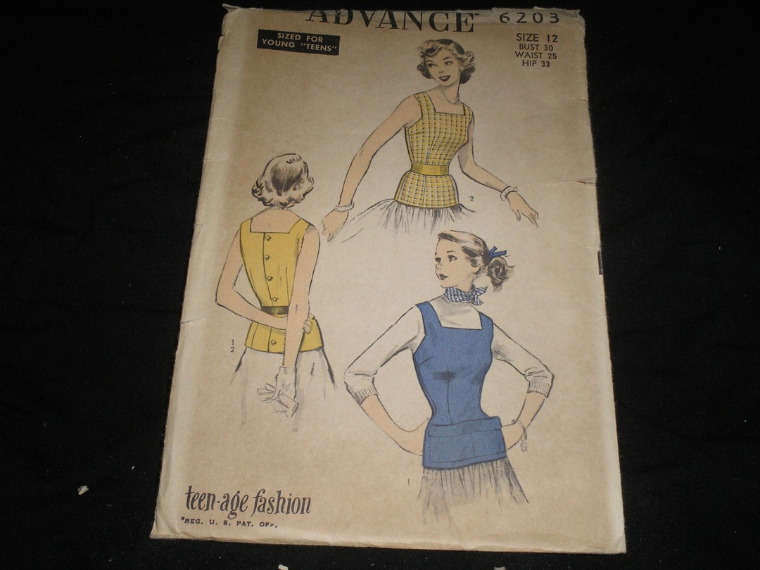 1950s Advance 6203 Sleeveless Middy Blouse Pattern Sz 12 Bust 30 - Etsy