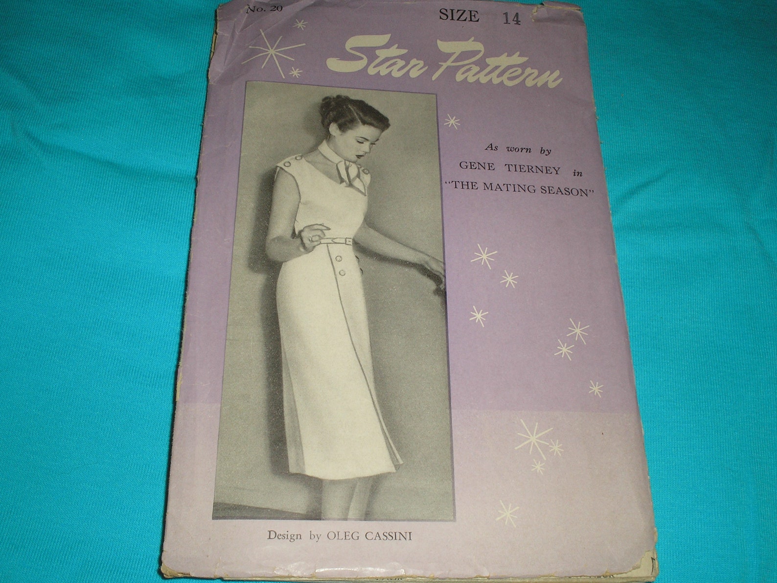 1950s Star Pattern 20 Gene Tierney Oleg Cassini Dress Sz 14 Bust 32 FF ...