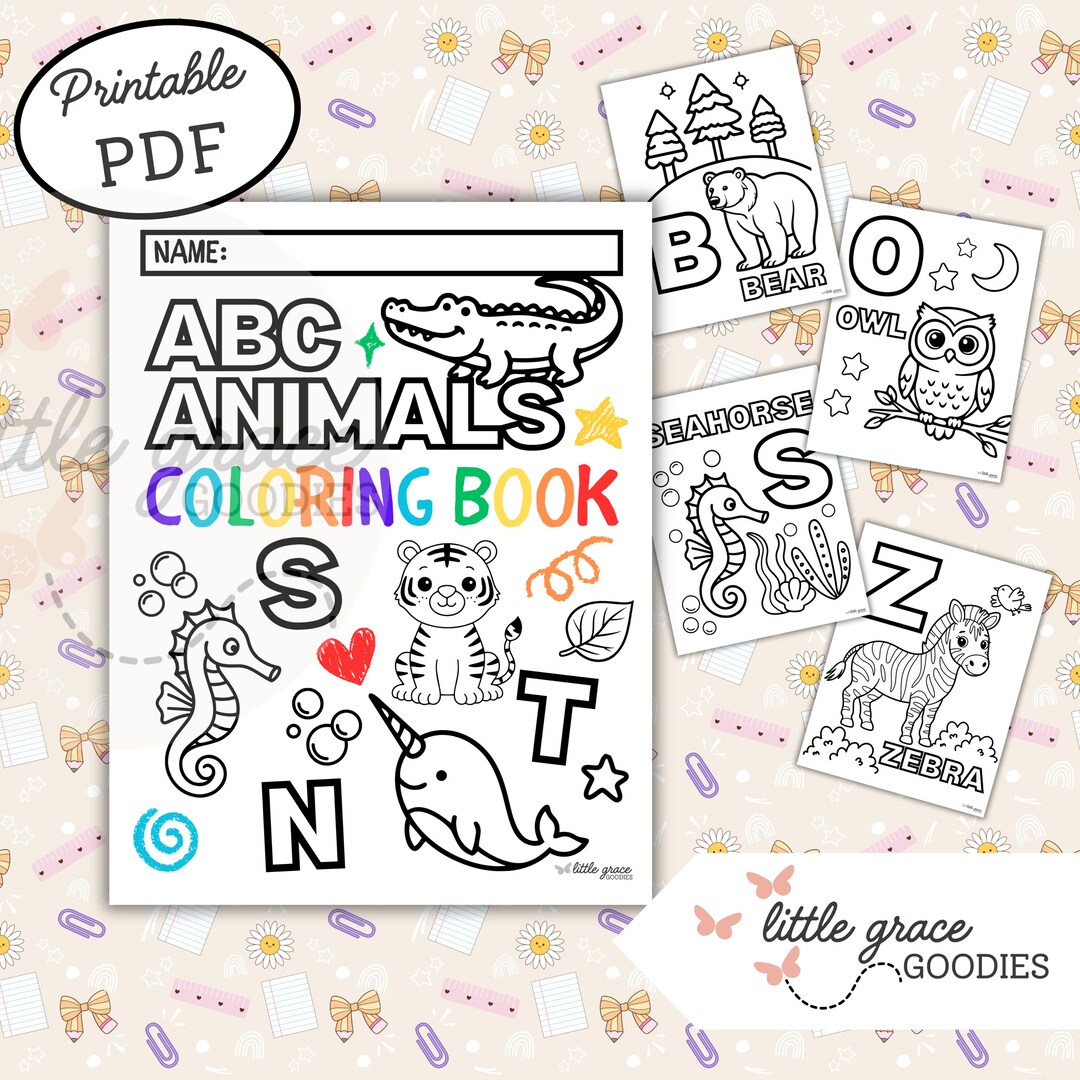 ABC Animal Coloring Book for Kids | Alphabet A–Z Pages | Preschool ...