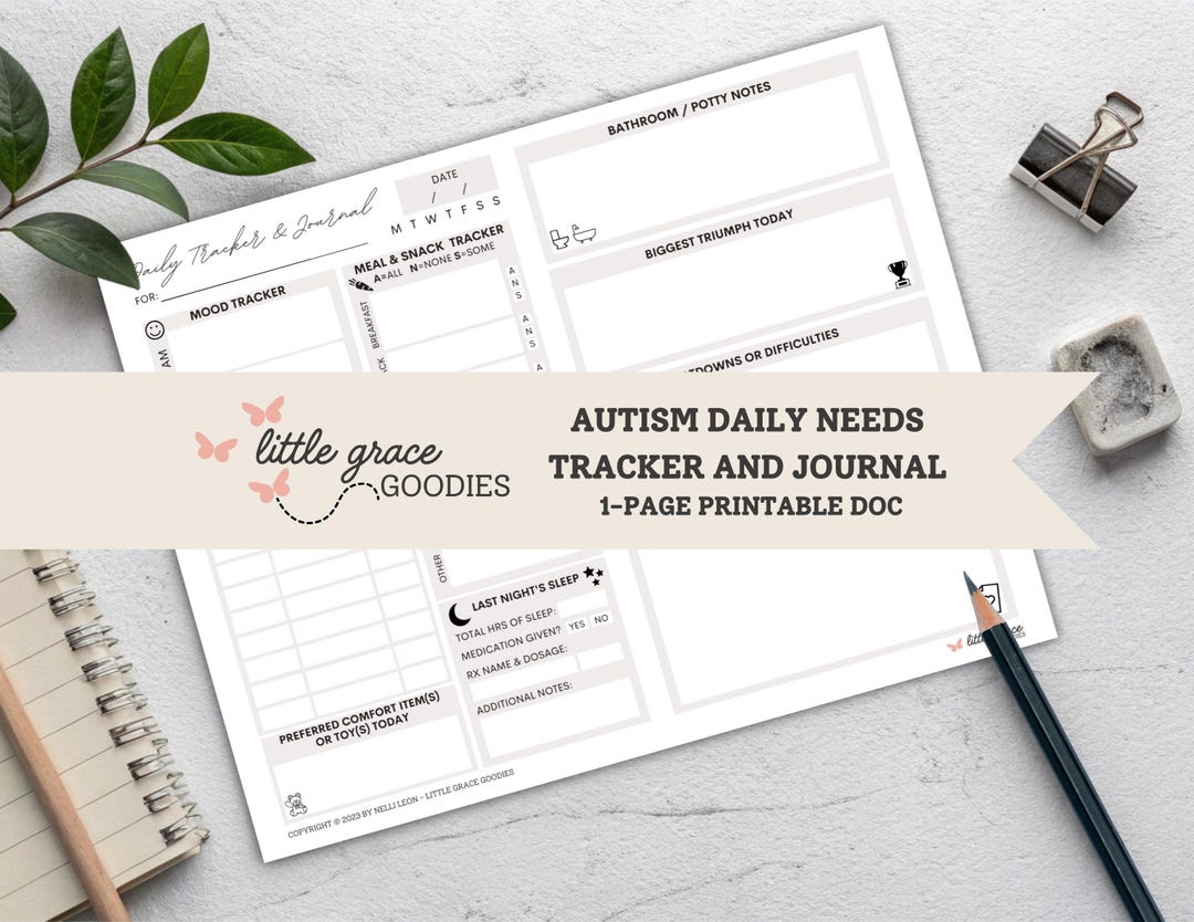 Autism Daily Tracker Printable | Behavior, Sleep, Food & Medication Log ...