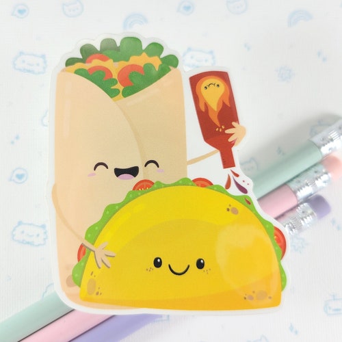 Taco And Burrito Sticker S0135 Mexican Food Sticker Vinyl Etsy