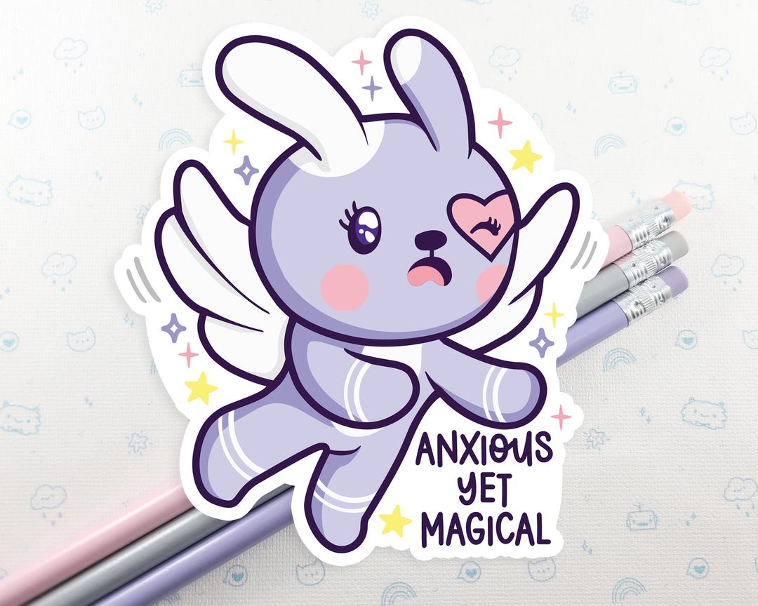 Bunny Anxious yet Magical Sticker, Cute Anxeity Sticker, Cute Bunny ...