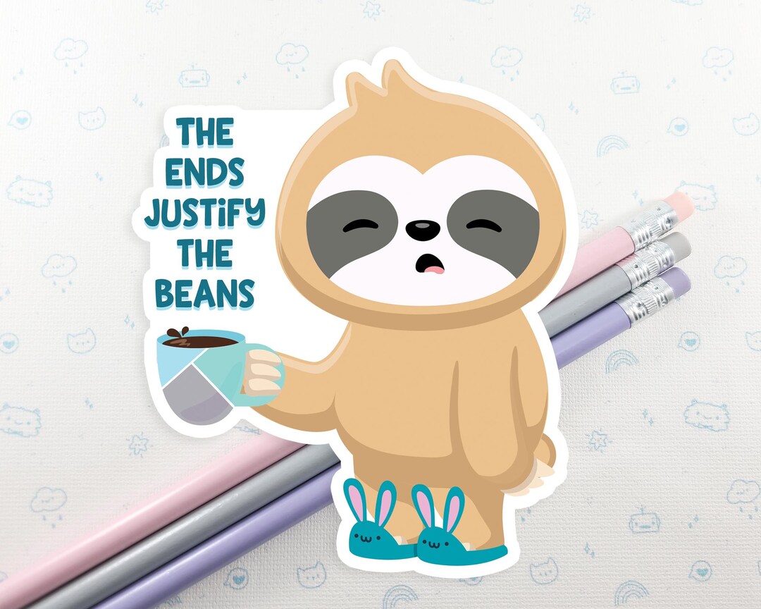 Coffee Sloth Sticker, Vinyl Stickers, Laptop Decal, Sloth Gift, Gift ...