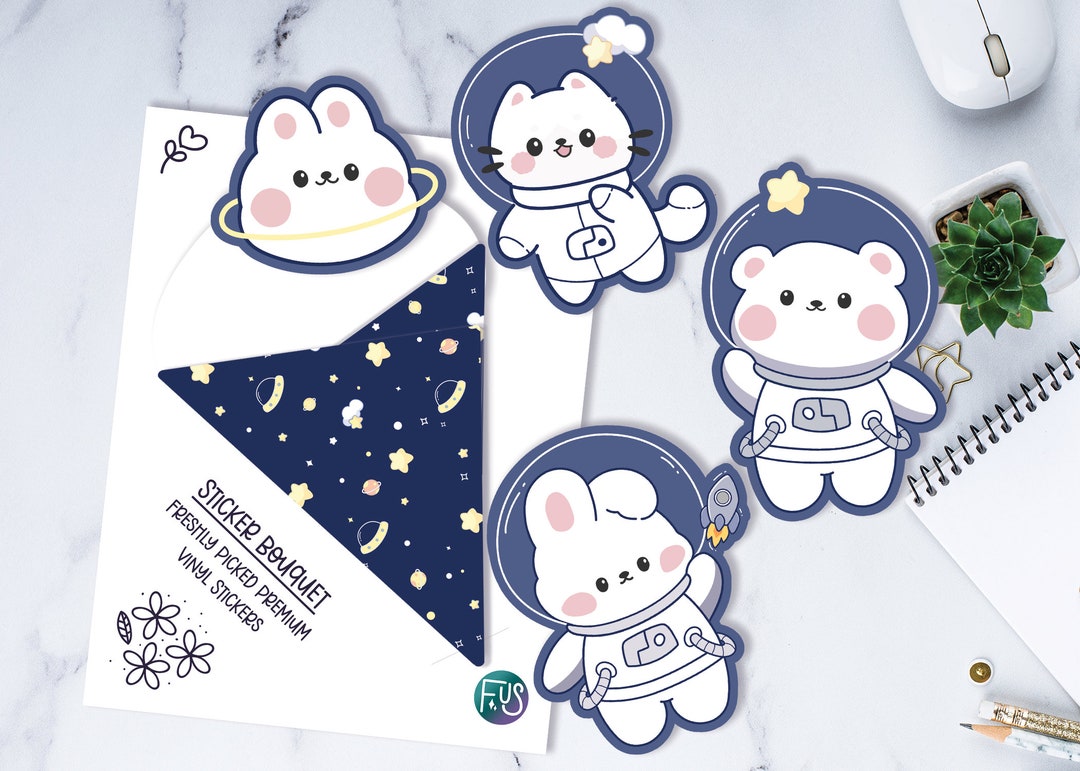 Space Bouquet, Astronaut Stickers, Gift for Her, Sticker Arrangement ...