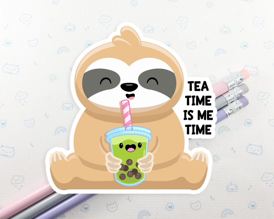 Sloth Boba Sticker, Vinyl Stickers, Laptop Decal, Sloth Gift, Gift for ...
