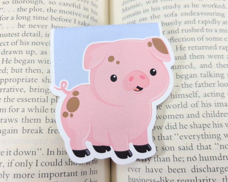 Pig Bookmark, Farm Animal Planner Clip, Cute Pink Piggy Bookmark, Back ...