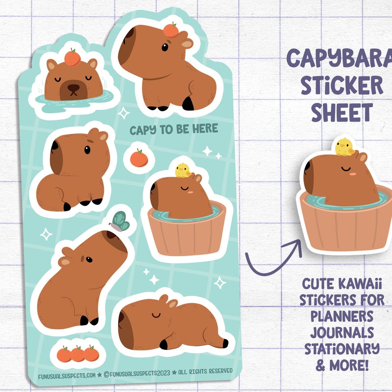 Cute Capybara Stickers - Etsy