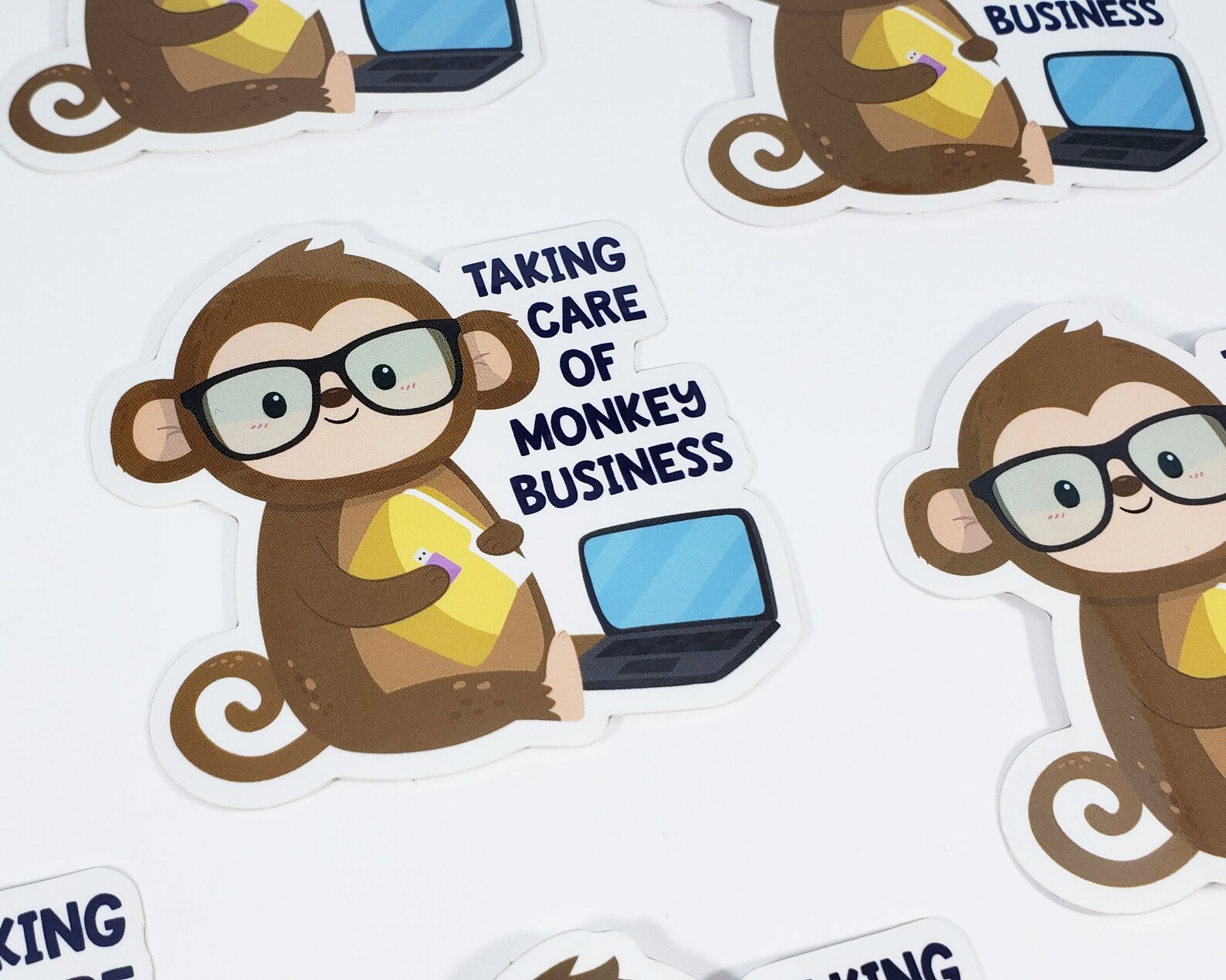 Monkey Business Sticker, Vinyl Stickers, Laptop Decal, Monkey Gift ...