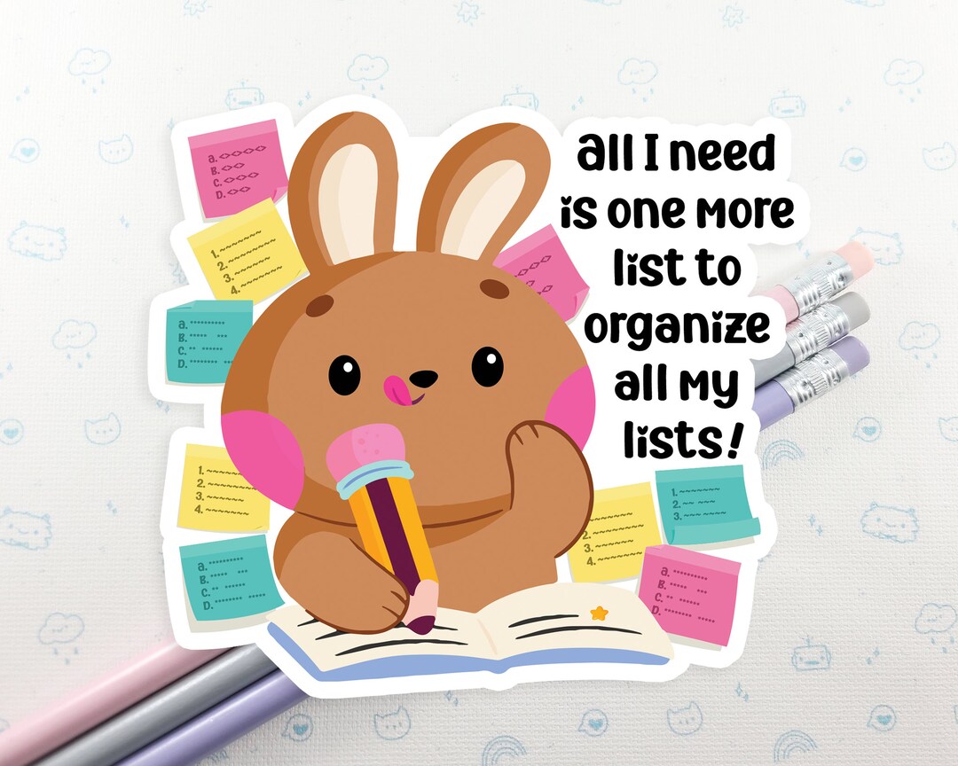 List Making Bunny Sticker, I Make Lists Sticker, Cute Bunny Sticker ...