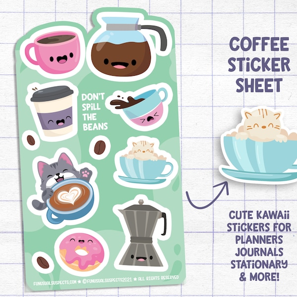 Cute Coffee Stickers - Etsy