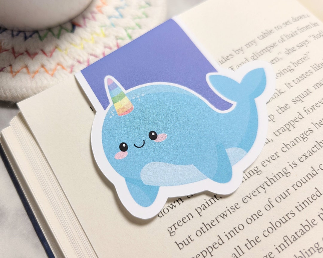Narwhal Swimming Magnetic Bookmark, Kawaii Narwhal Planner Clip, Cute ...