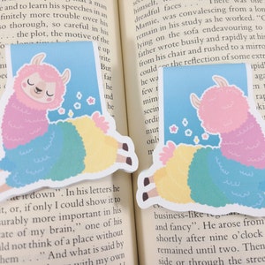 Pastel Llama Bookmark, Rainbow Llama Planner Clip, Cute Leaping Llama ...
