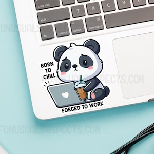 Panda Born to Chill Sticker, Vinyl Stickers, Laptop Decal, Panda Gift ...