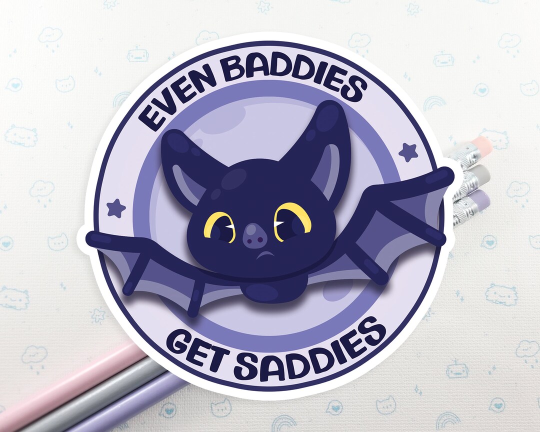 Sad Bat Vinyl Sticker, Cute Bat Vinyl Sticker, Laptop Decal, Funny Bat ...
