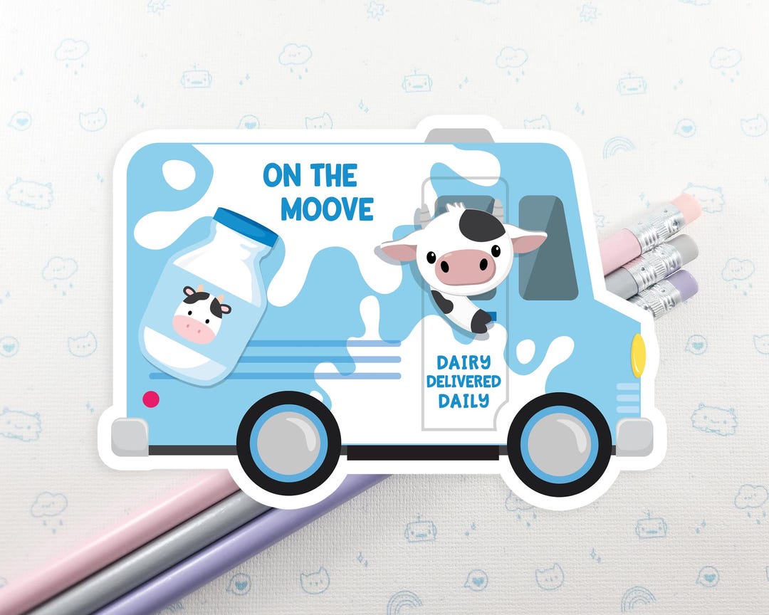 Cow Milk Delivery Truck Sticker, Vinyl Stickers, Laptop Decal, Cow Gift ...