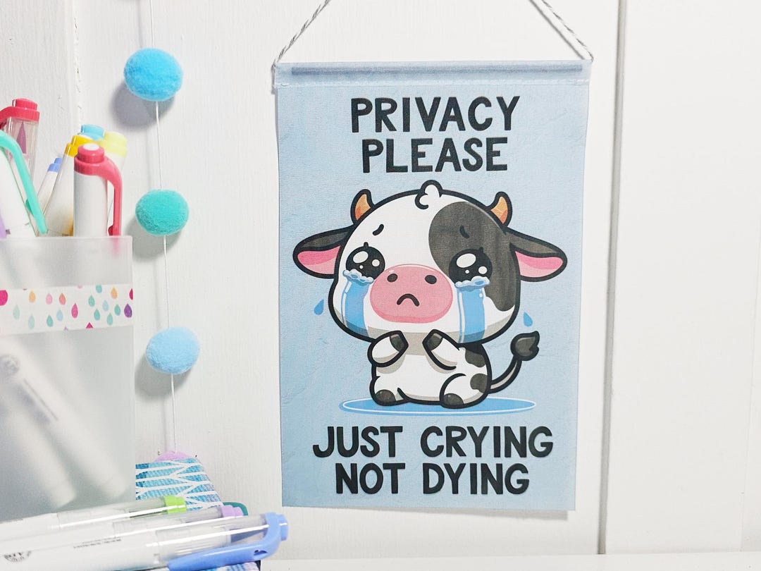 Cow Crying Mini Banner, Funny Crying Cow Privacy Wall Hanging - Etsy
