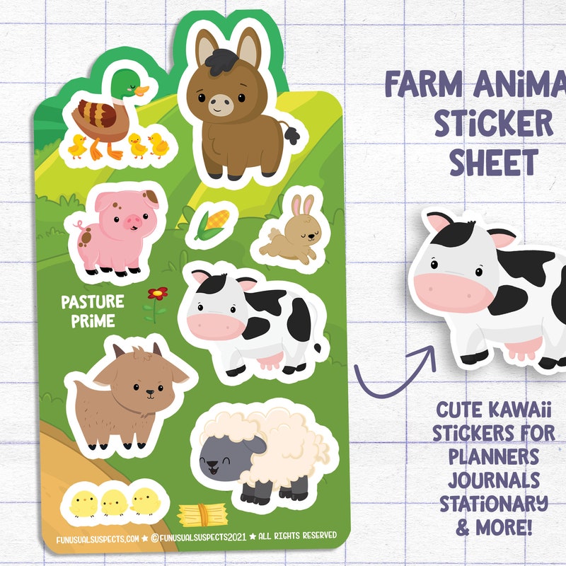 Farm Animal Stickers - Etsy