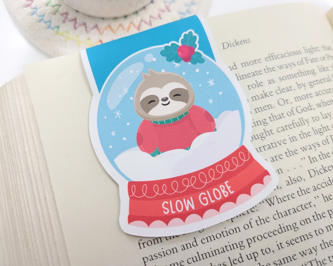 Sloth Snow Globe Magnetic Bookmark: Cozy Book Lover Gift - Etsy