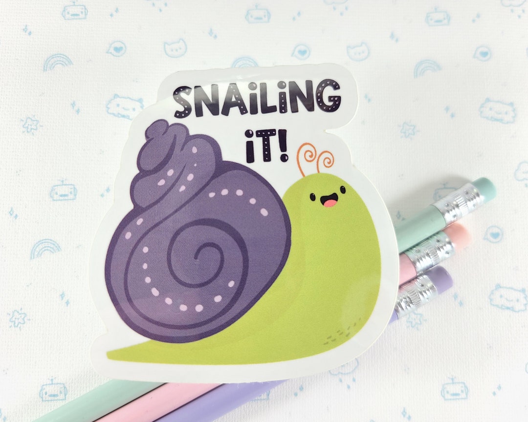 Snail Vinyl Sticker, Laptop Snailing It Decal, Snail Pun Gift, Gift for ...