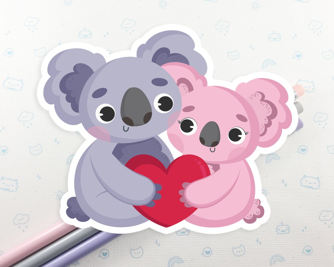 Koala Love Vinyl Sticker, Cute Koalas Sticker, Vinyl Sticker, Laptop ...