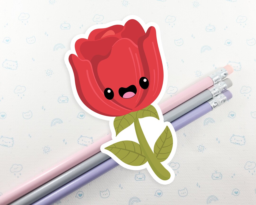 Red Rose Sticker, Flower Sticker, Vinyl Stickers, Laptop Decal, Gift ...
