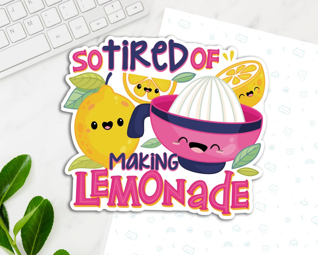 Lemonade Jumbo Vinyl Sticker, Lemon Sticker, Kawaii Decal, Laptop ...