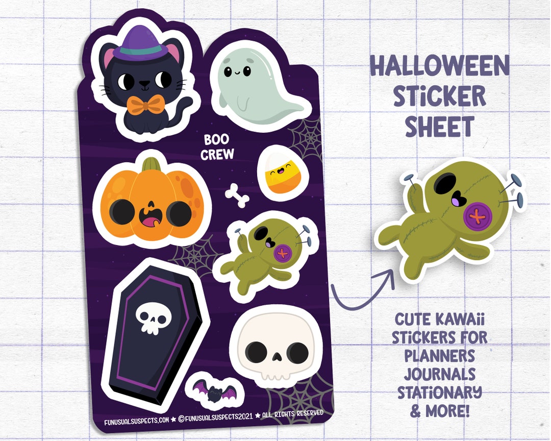 Halloween Sticker Sheet, Boo Crew, Ghost Stickers, Stickers for Planner ...