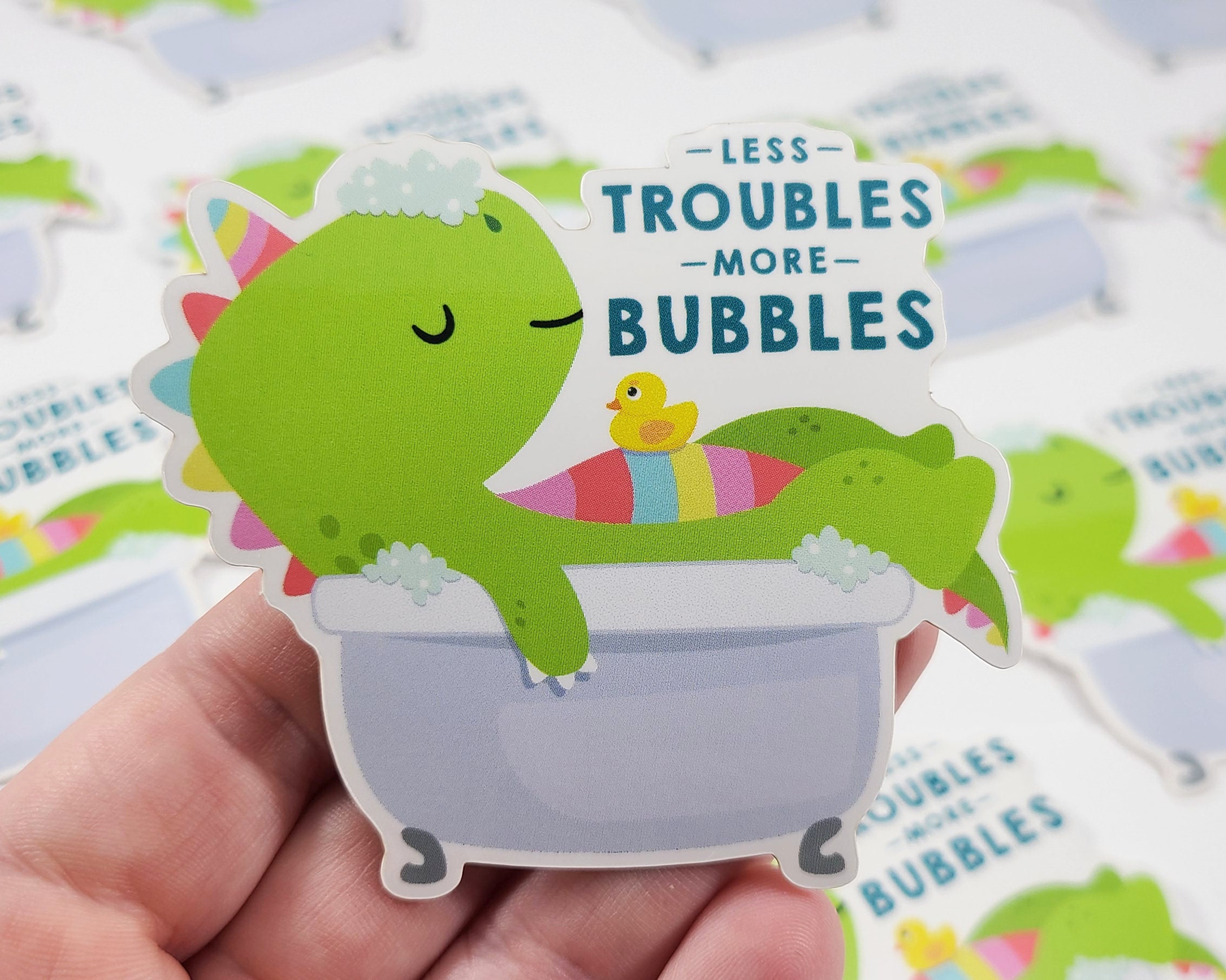 Dino Bubble Bath Sticker Vinyl Stickers Kawaii Laptop Decal | Etsy
