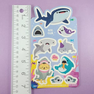 Shark Sticker Sheet Bite Club Cute Shark Stickers Kawaii - Etsy