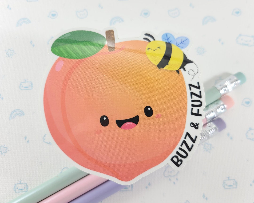 Peach Vinyl Sticker, Laptop Peach & Bee Decal, Peach Gift, Gift for Her ...
