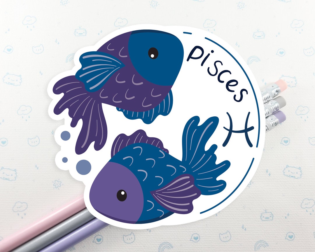Pisces Zodiac Sign Sticker, Astrology Vinyl Sticker, Star Chart Laptop ...
